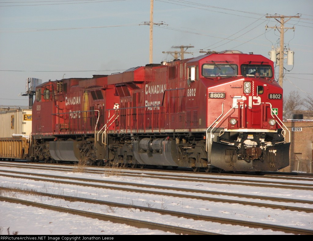 CP 8802 Leaves Bensenville with an intermodal train
